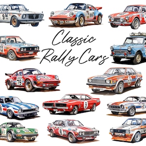 Watercolor Classic Rally Cars 103 PNG, Rally Cars Clipart Bundle, Race ...