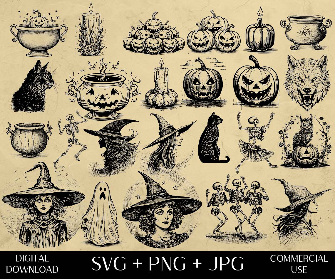 Halloween SVG Clipart Bundle 80s Vintage Halloween Clip Art - Etsy