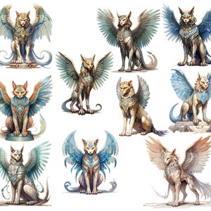Sphinx Watercolor PNG Set, Mythical Sphinx of 10 Clipart Bundle, Sphinx ...