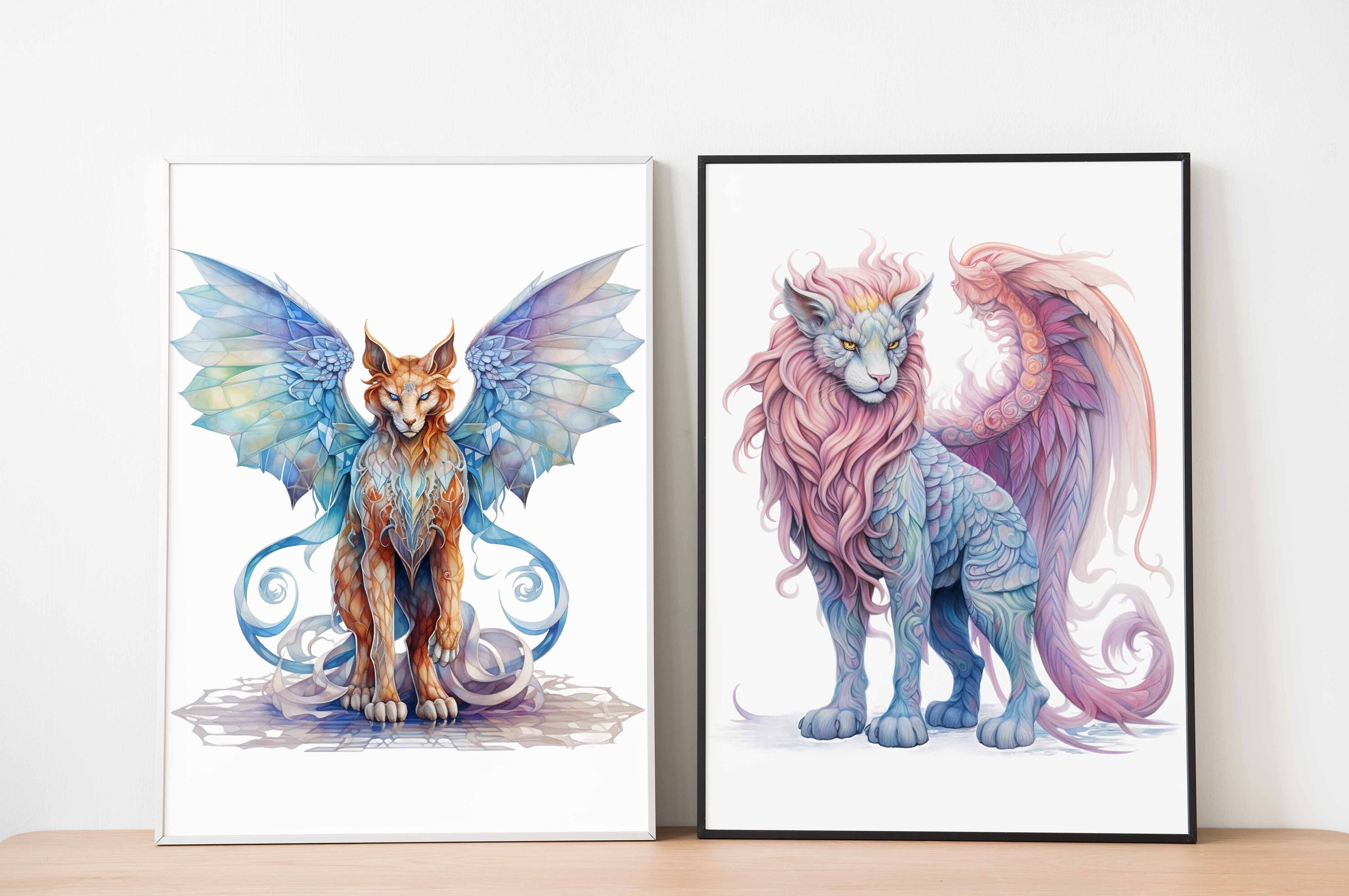 Chimera Watercolor PNG Set, Mythical Chimera of 37 Clipart Bundle ...