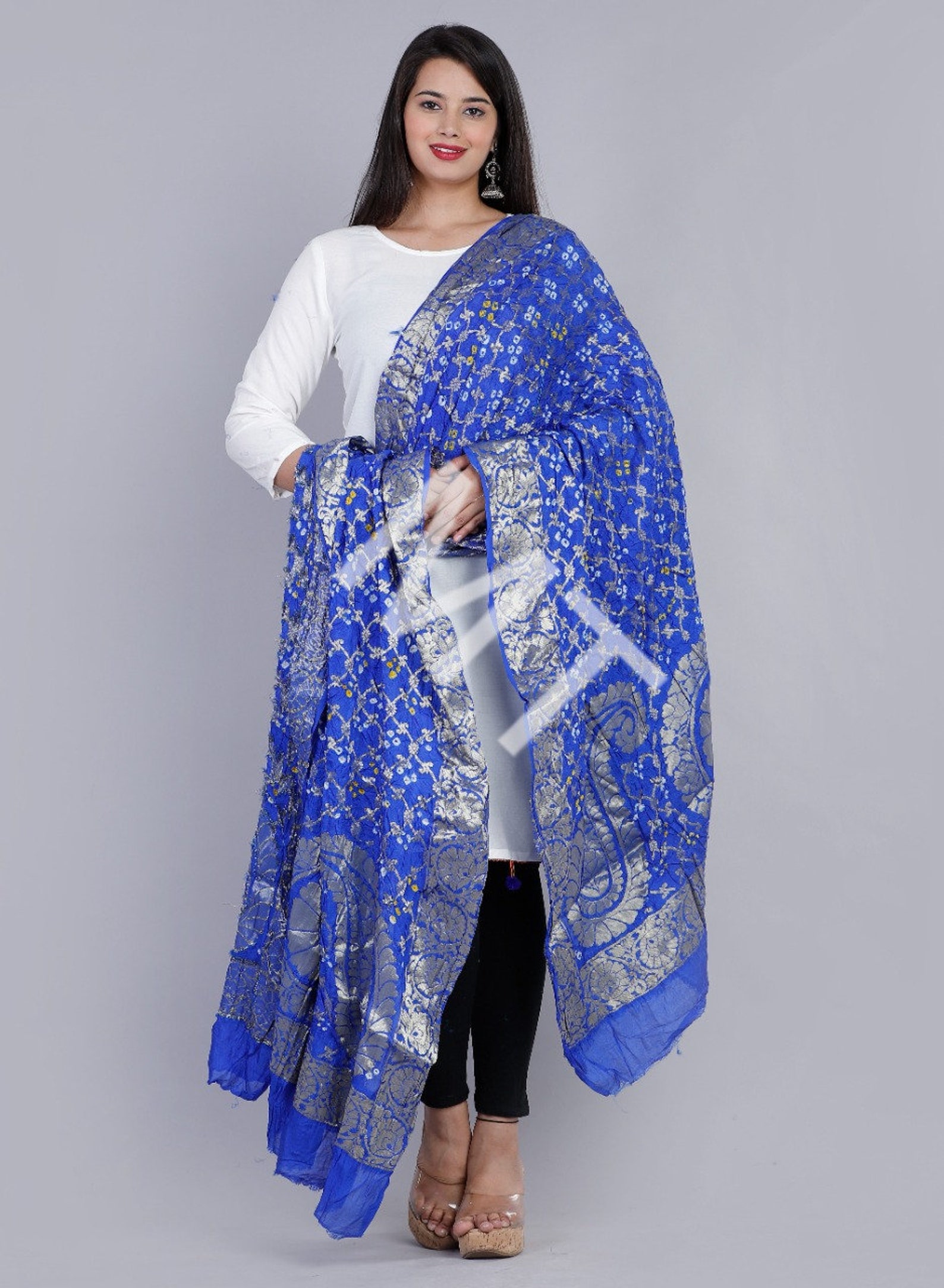 Multi Color Tapeta Silk Bandhej Dulhan Dupatta Women Stole - Etsy