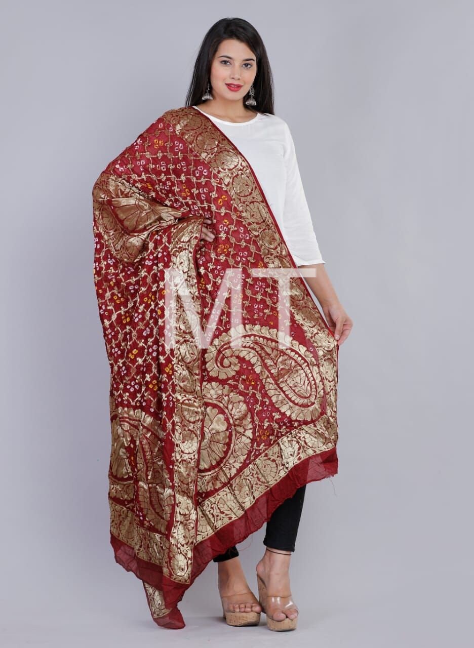 Multi Color Tapeta Silk Bandhej Dulhan Dupatta Women Stole - Etsy