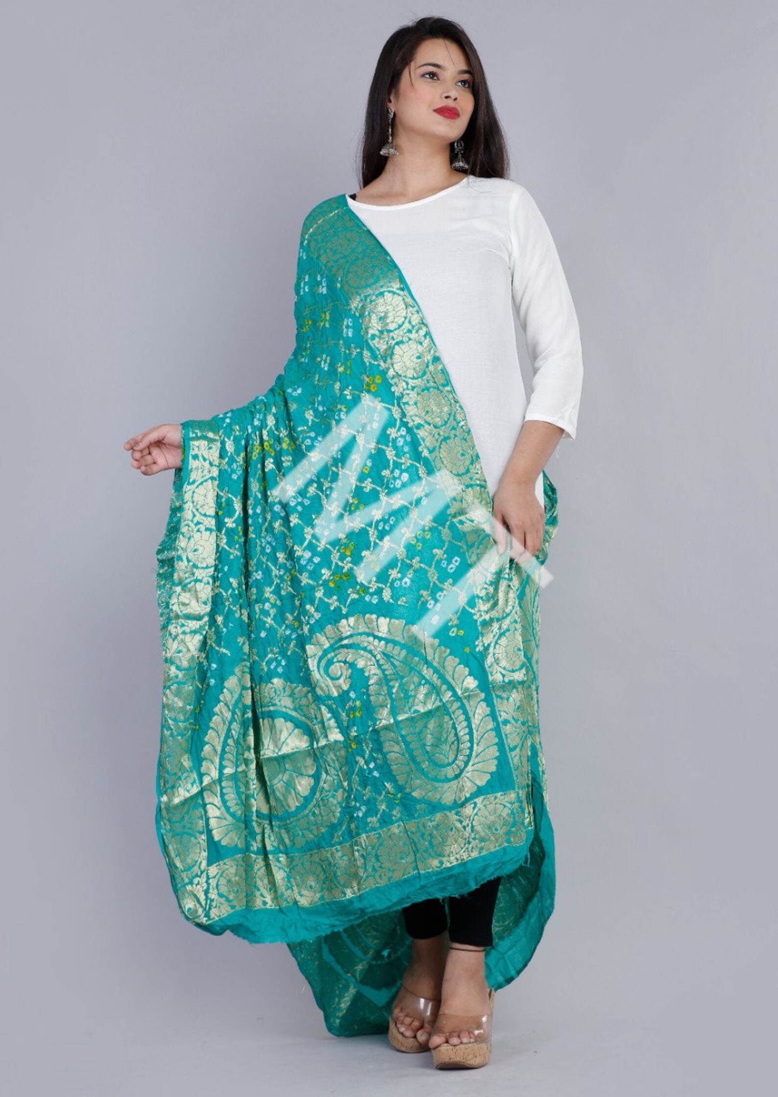 Multi Color Tapeta Silk Bandhej Dulhan Dupatta Women Stole - Etsy