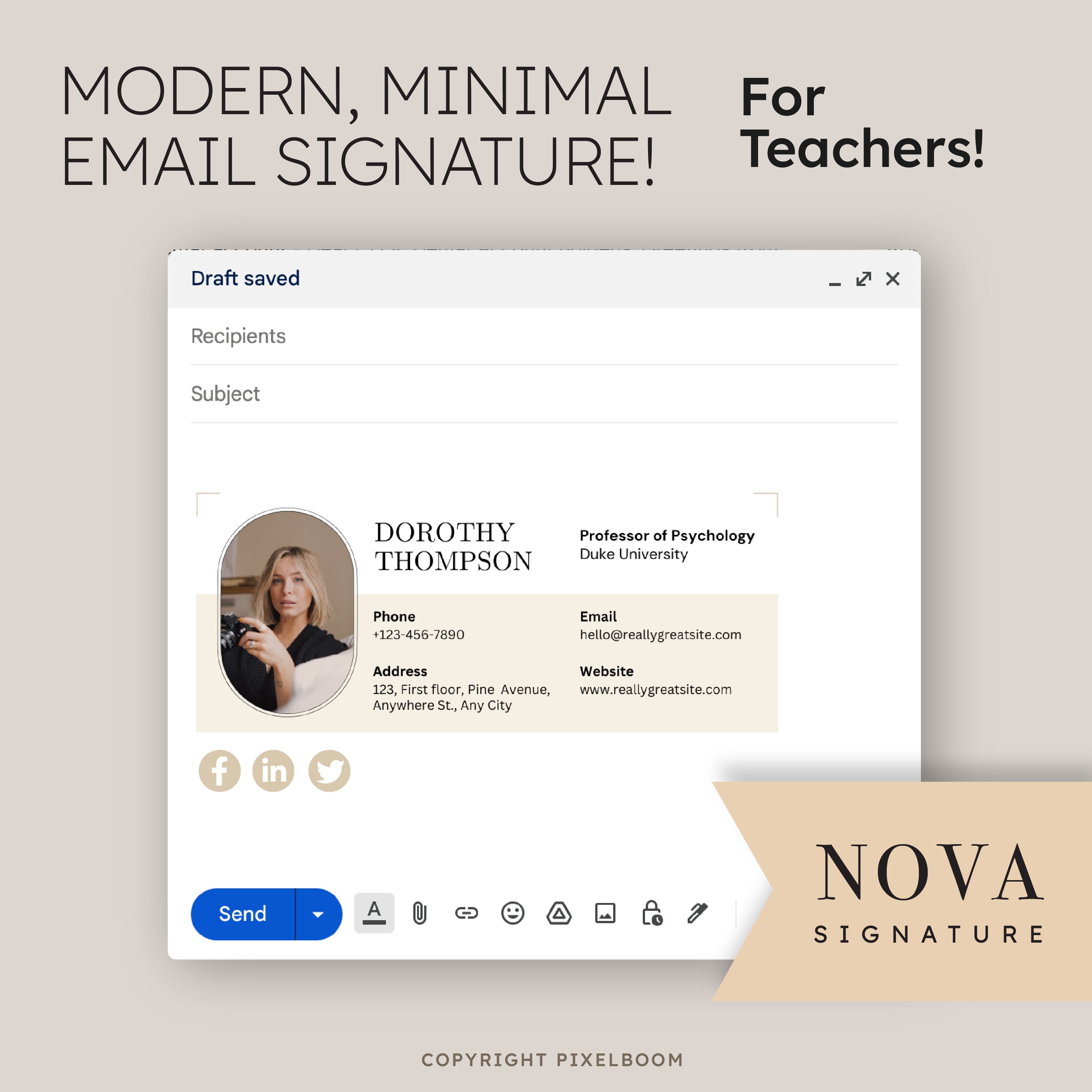 Teacher Email Signature Editable Design Gmail & Outlook - Etsy