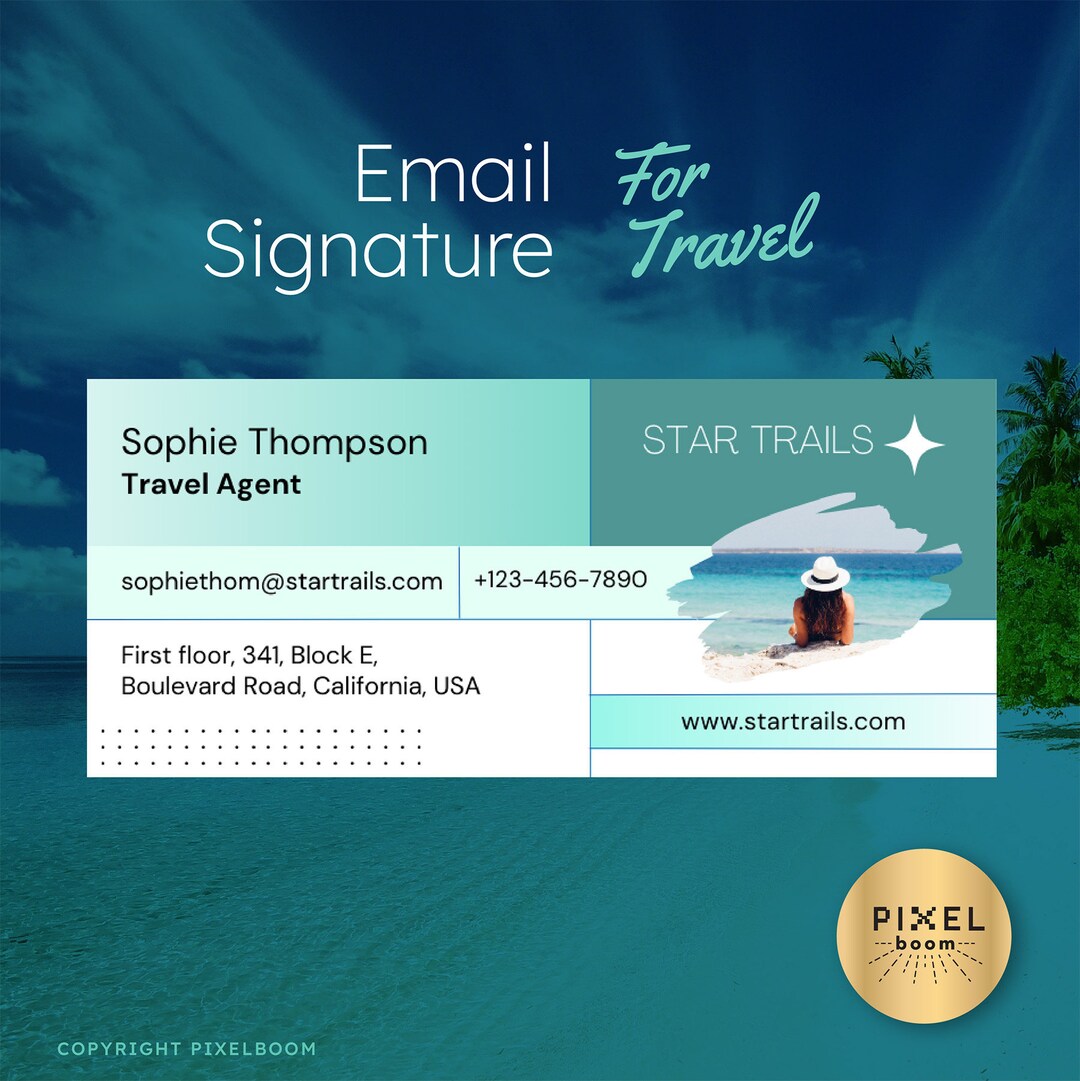 Travel Email Signature, Editable Signature, Gmail & Outlook Signature ...