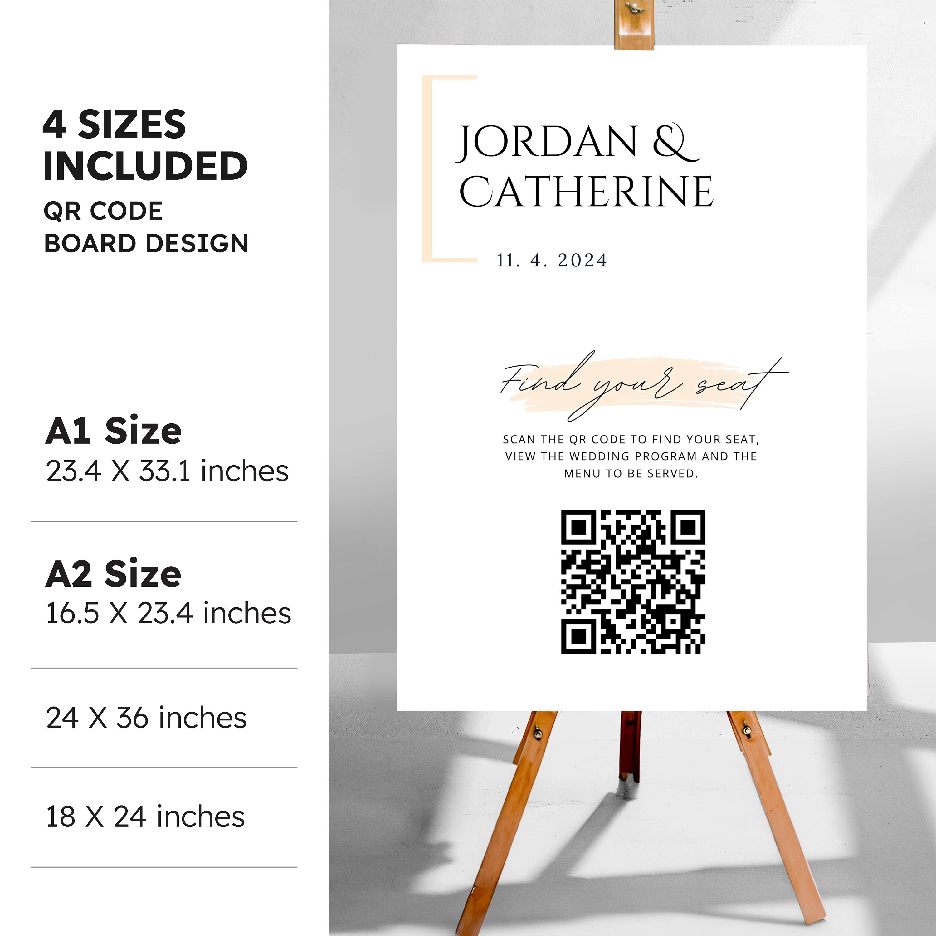 QR Code Wedding Sign, Digital Wedding Seating Chart, Find Your Seat ...