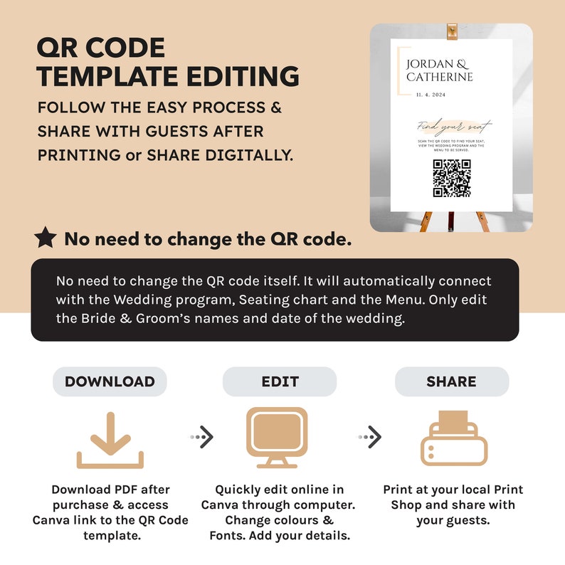 QR Code Wedding Sign, Digital Wedding Seating Chart, Find Your Seat ...