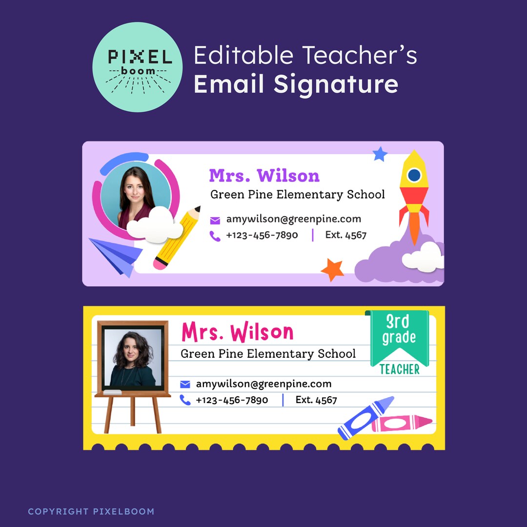 Teacher Email Signature, Editable Signature, Gmail & Outlook Signature ...