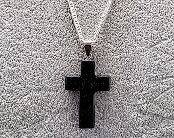 Black Rope Cross Necklace - Etsy