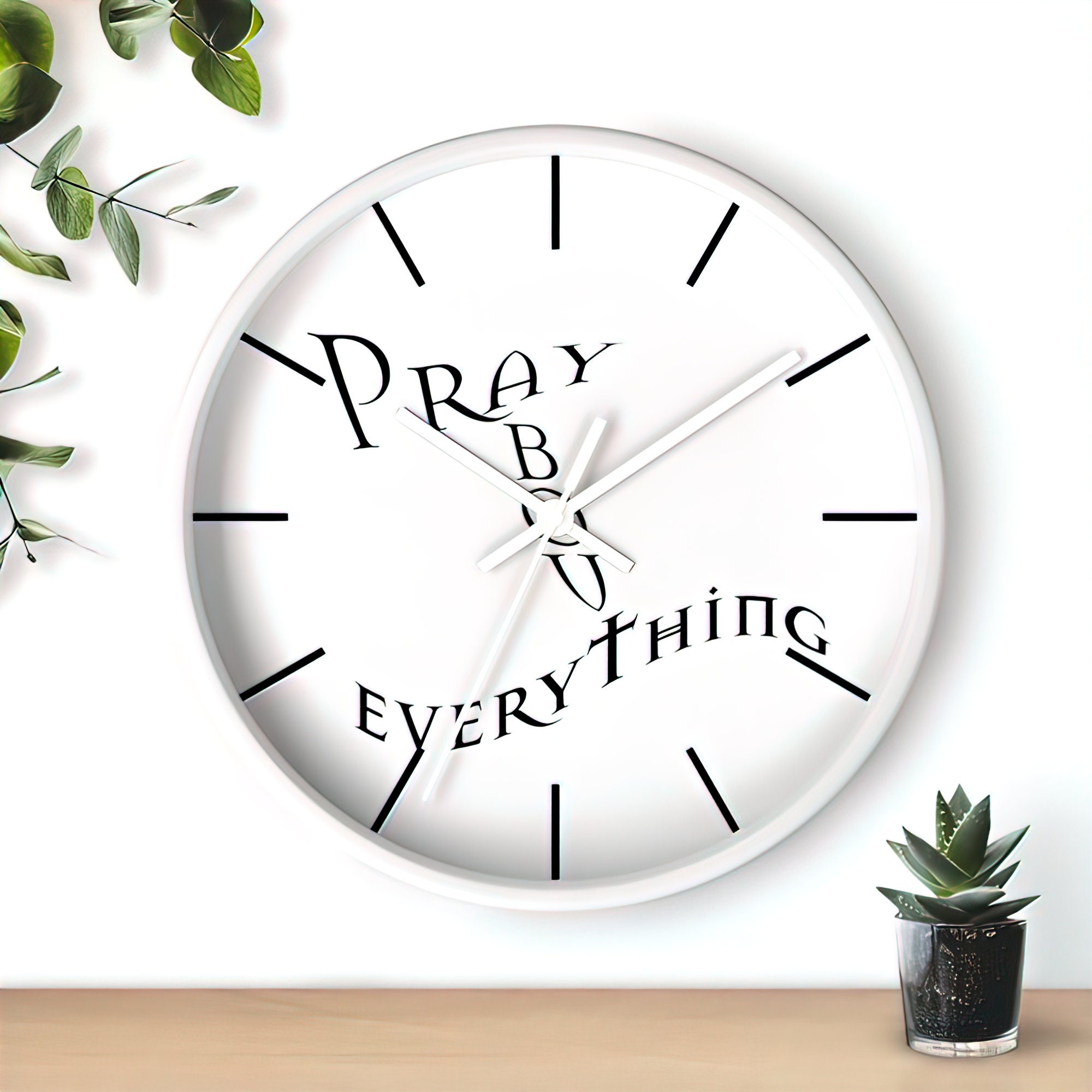 Wall Clock "pray About Everything" - Etsy