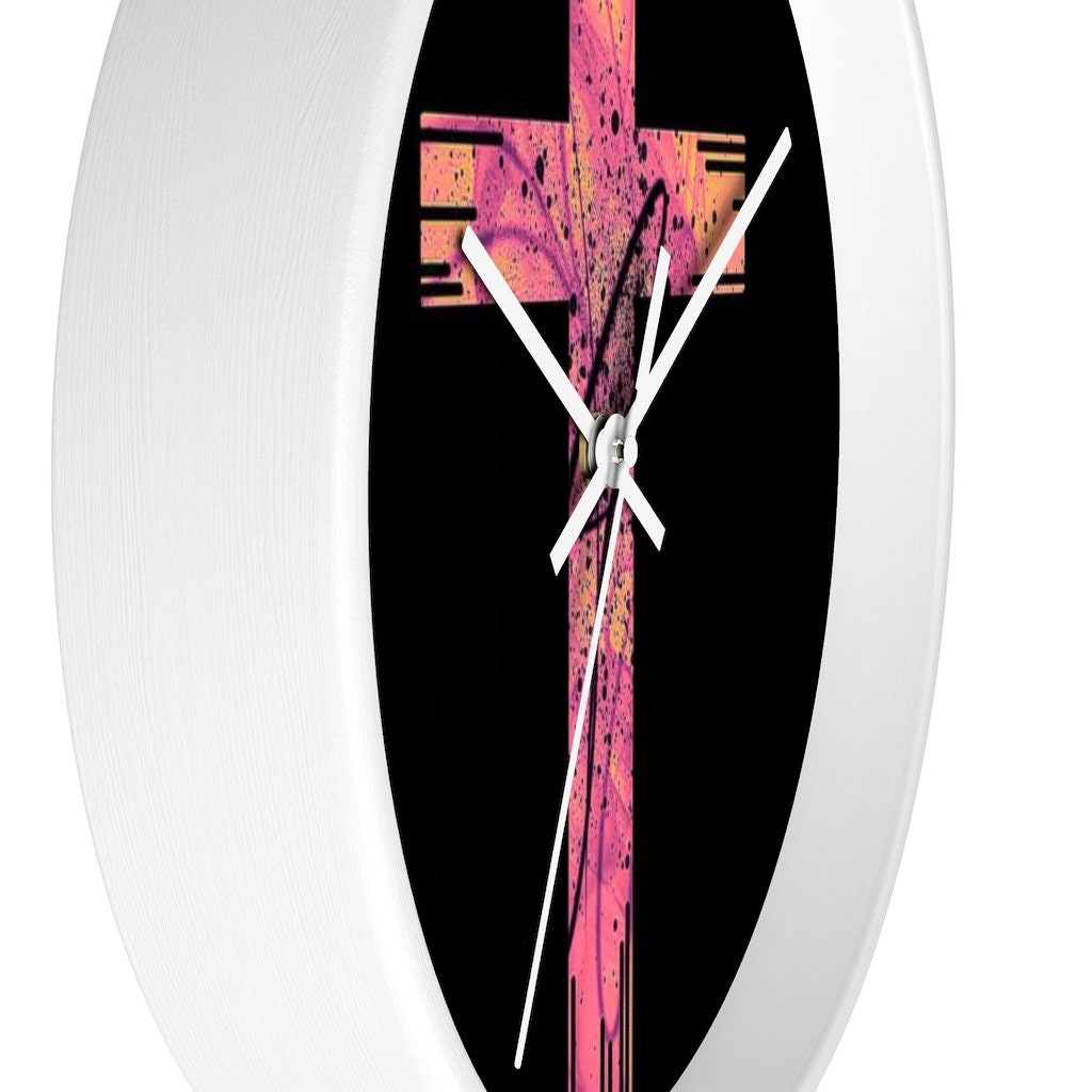 Wall Clock Pink Cross in 3 Frame Colors and 2 Hand Colors - Etsy