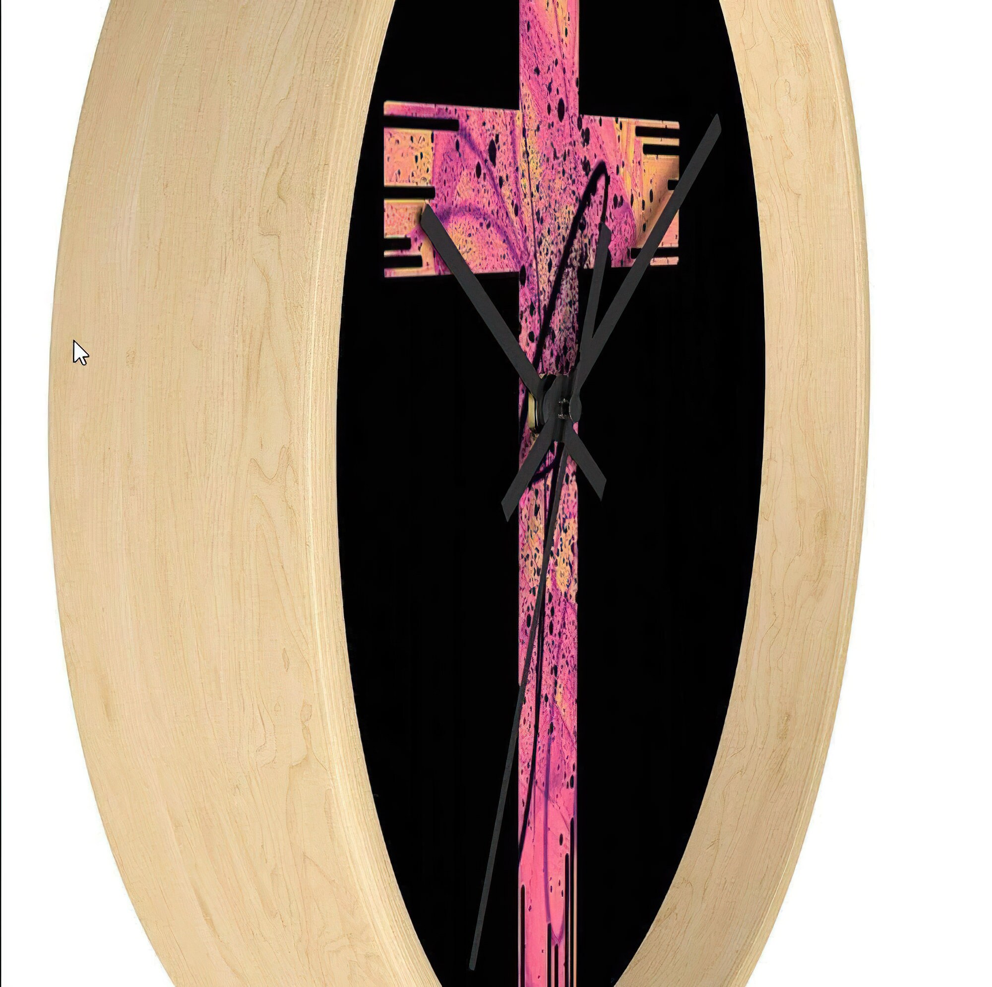 Wall Clock Pink Cross in 3 Frame Colors and 2 Hand Colors - Etsy