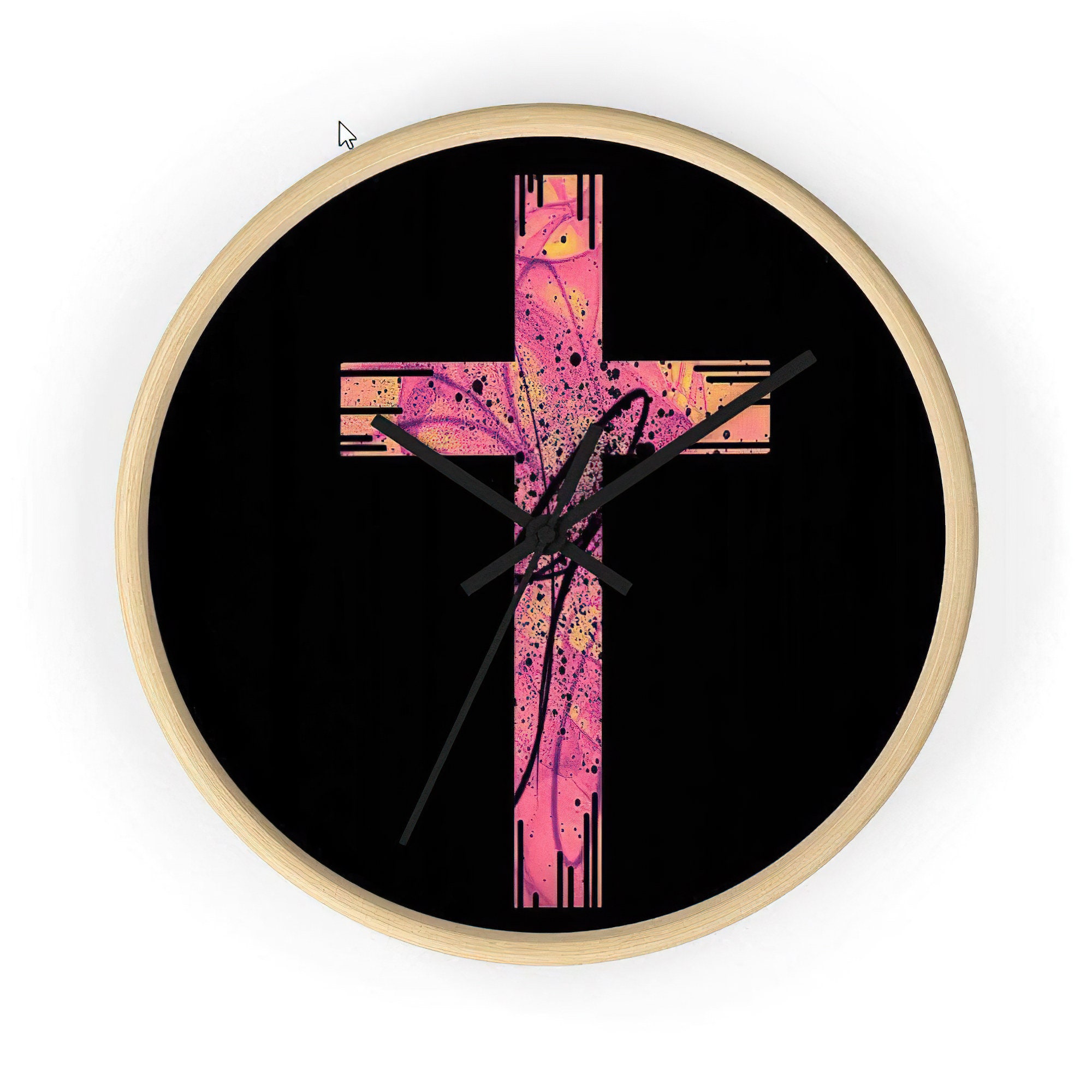 Wall Clock Pink Cross in 3 Frame Colors and 2 Hand Colors - Etsy