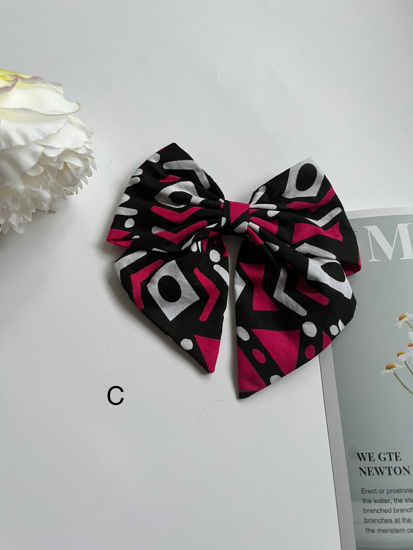 African Print Fabric Ntoma Ankara Kitenge Handmade Sailor Bow Hair Clip ...