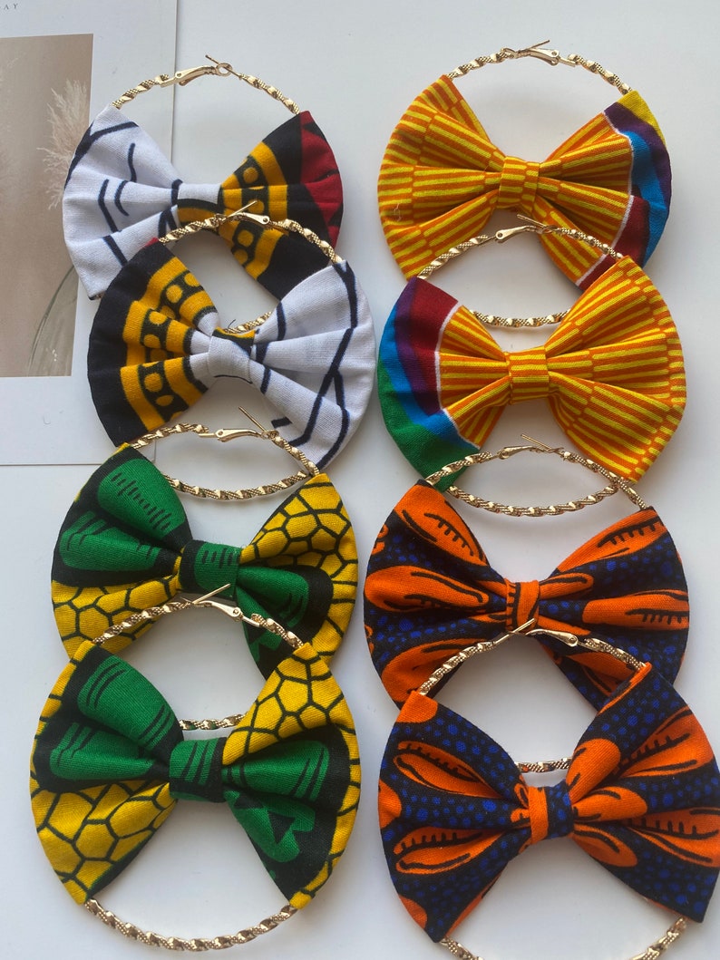 Large African Print Fabric Ntoma Ankara Kitenge Handmade Bow Hoop ...