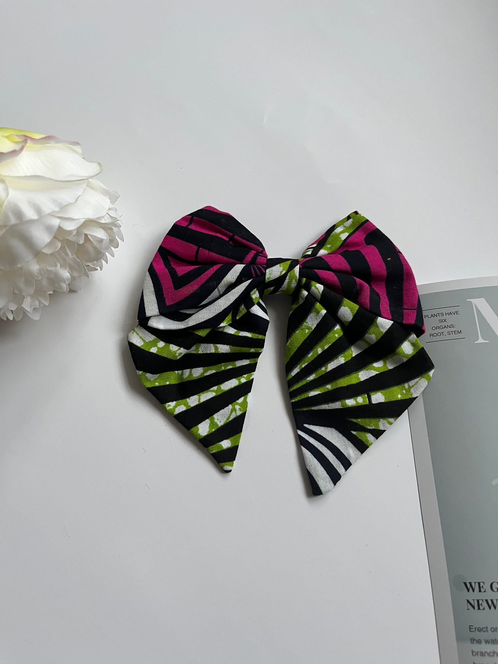 African Print Fabric Ntoma Ankara Kitenge Handmade Sailor Bow Hair Clip ...