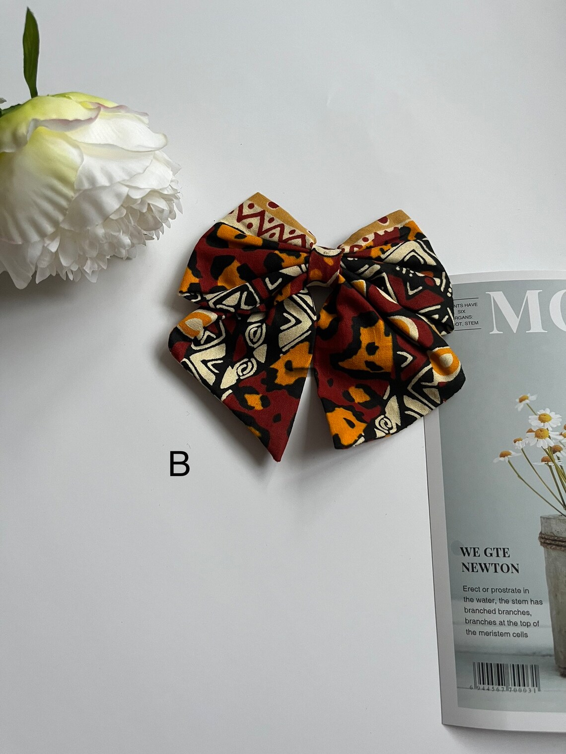 African Print Fabric Ntoma Ankara Kitenge Handmade Sailor Bow Hair Clip ...