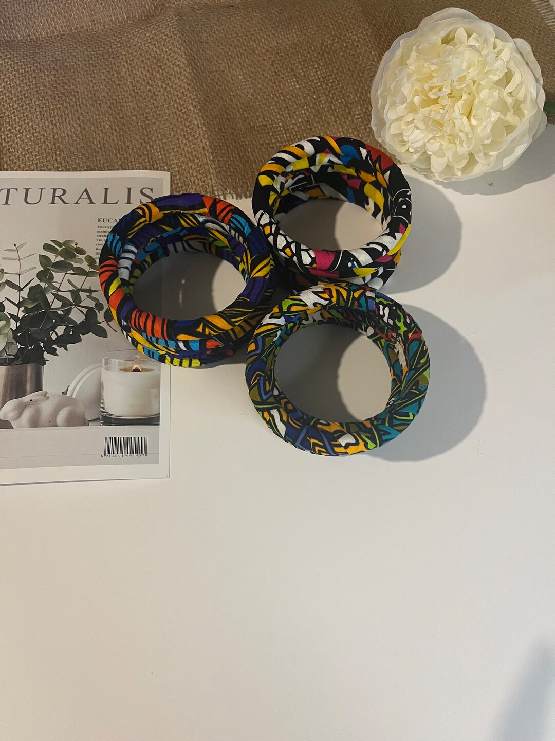 Set of 2 or 3 African Print Fabric Ntoma Ankara Kitenge Boho Covered ...