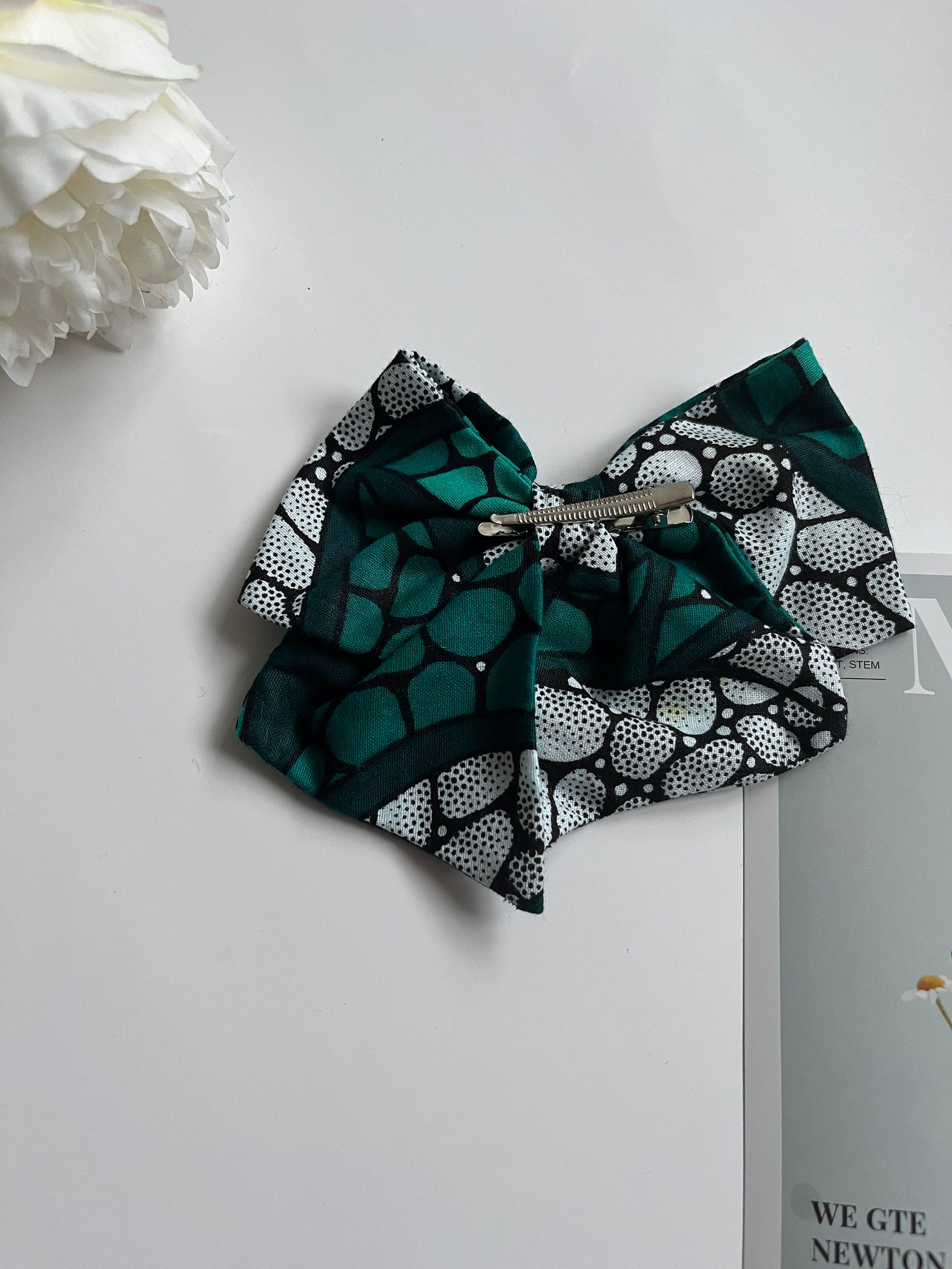 African Print Fabric Ntoma Ankara Kitenge Handmade Sailor Bow Hair Clip ...