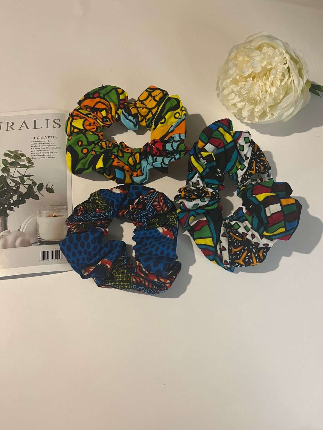 Large African Print Fabric Ntoma Ankara Kitenge Handmade Scrunchie Hair ...