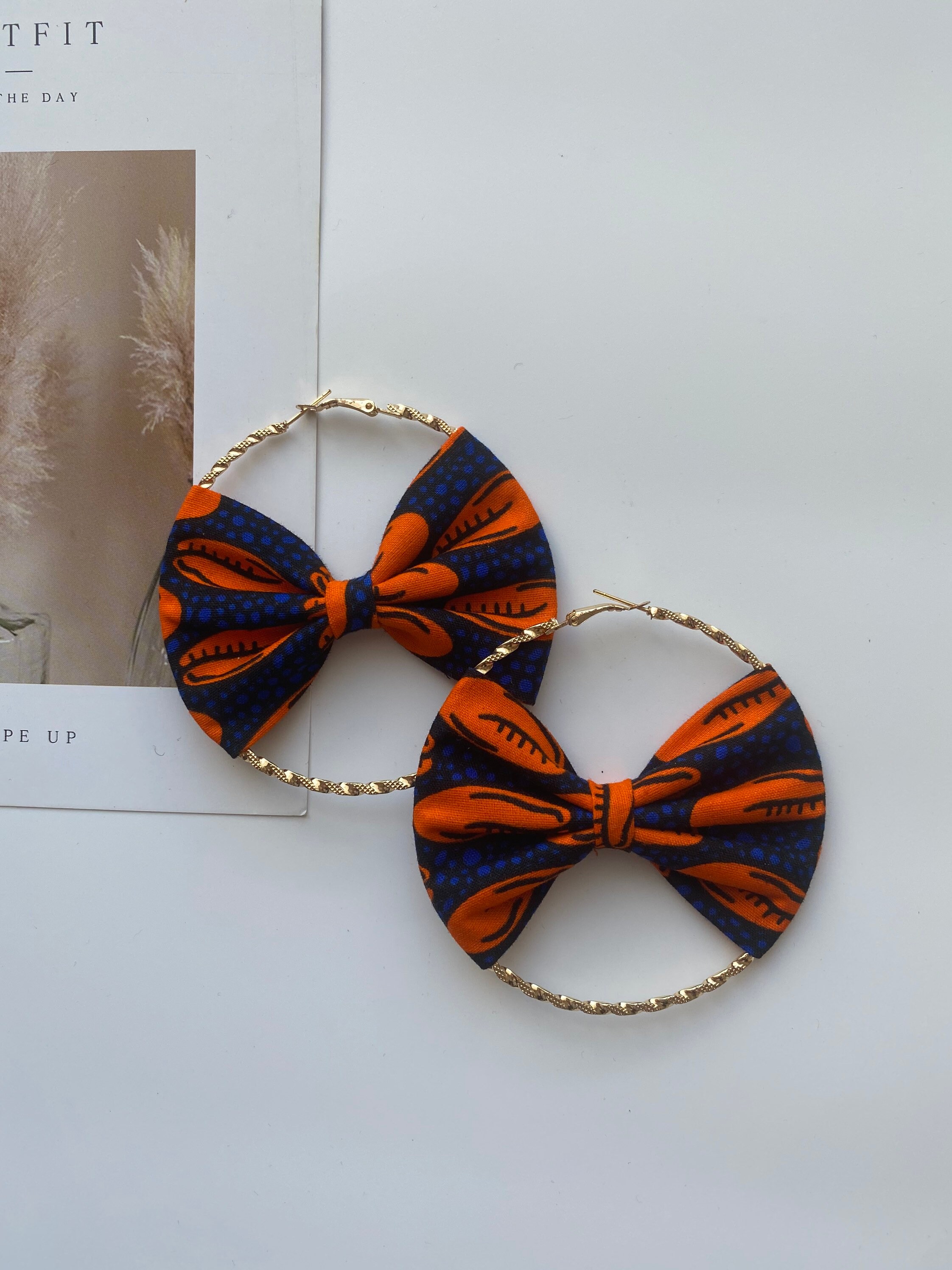Large African Print Fabric Ntoma Ankara Kitenge Handmade Bow Hoop ...