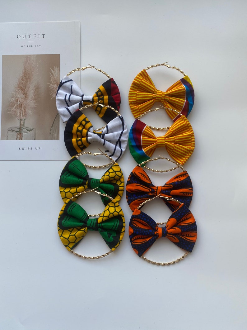 Large African Print Fabric Ntoma Ankara Kitenge Handmade Bow Hoop ...
