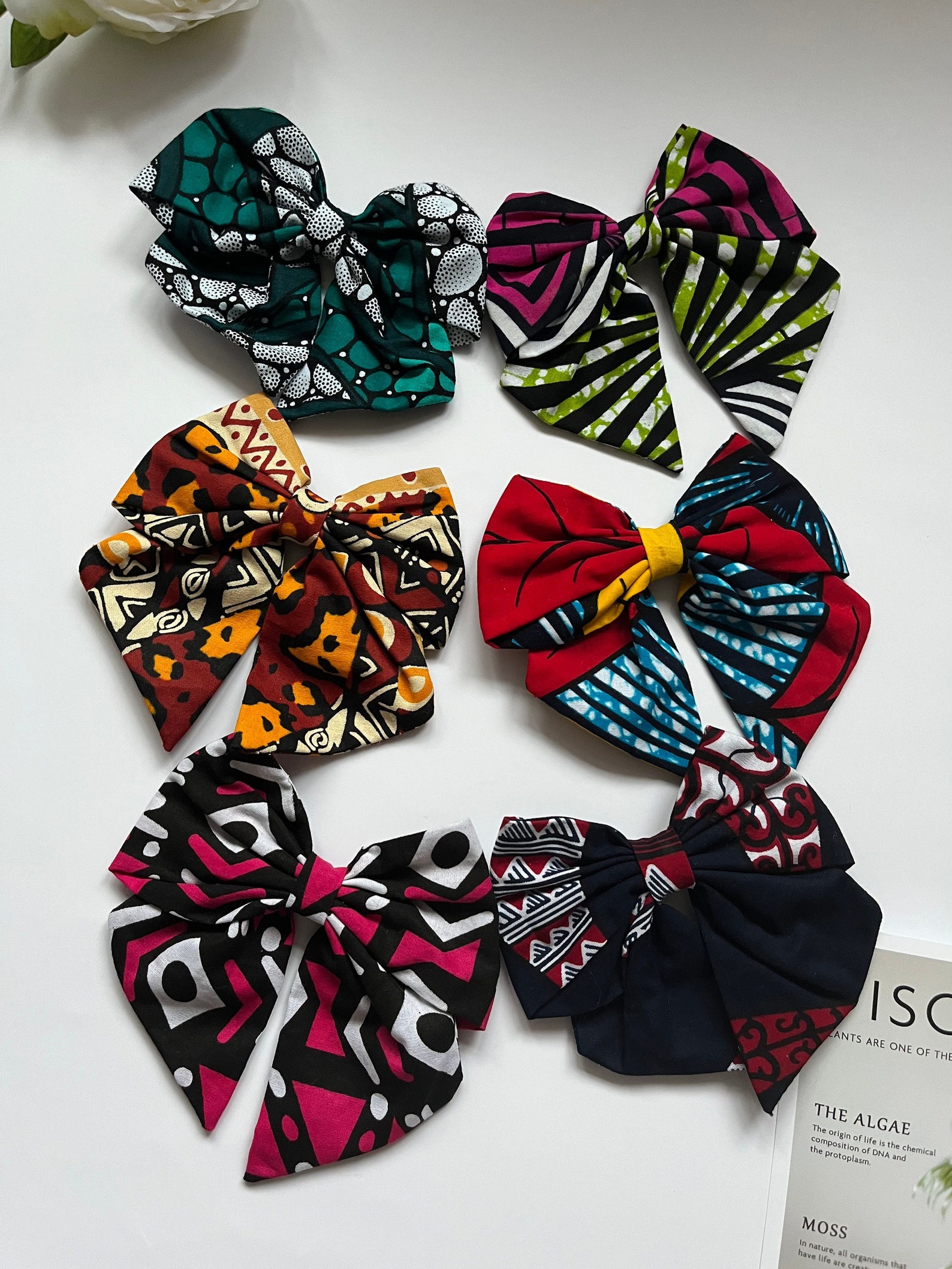 African Print Fabric Ntoma Ankara Kitenge Handmade Sailor Bow Hair Clip ...