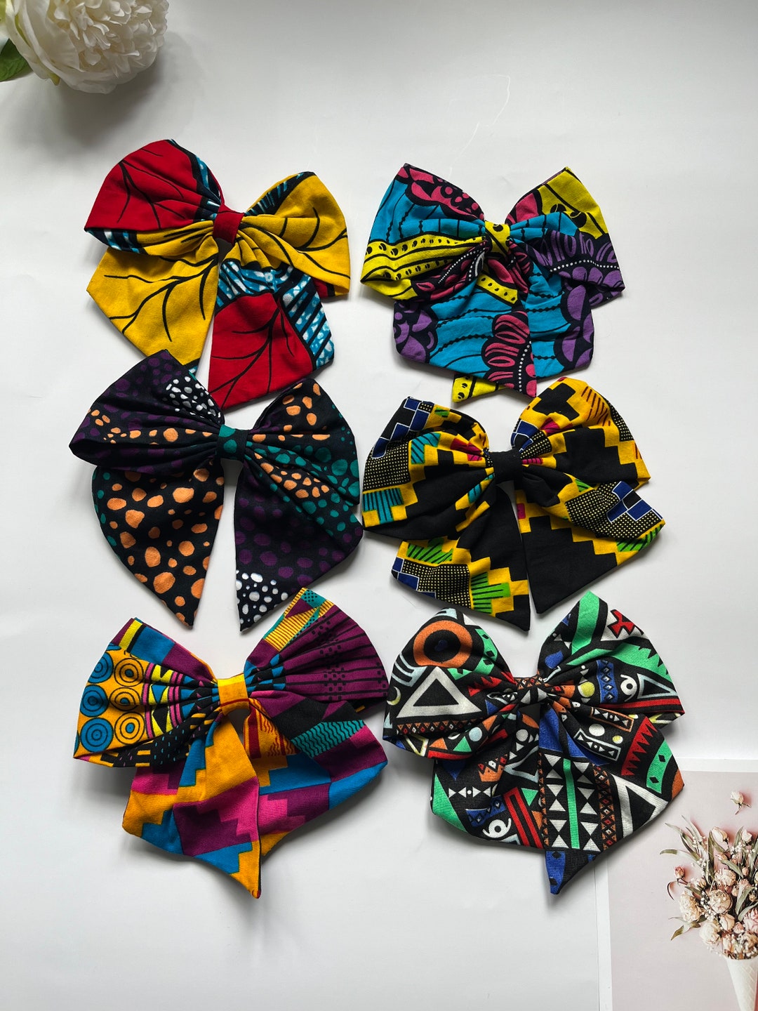 Large African Print Fabric Ntoma Ankara Kitenge Handmade Sailor Bow ...