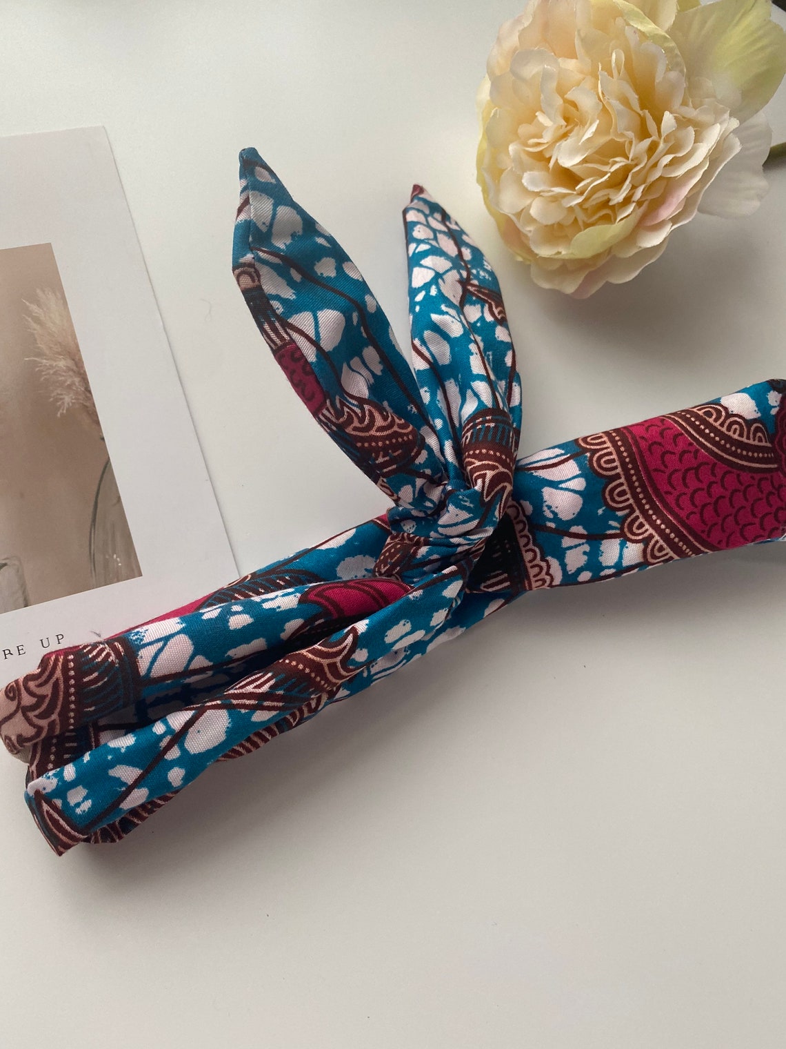 Blue, Pink and Brown African Print Fabric Ntoma Ankara Kitenge Handmade ...