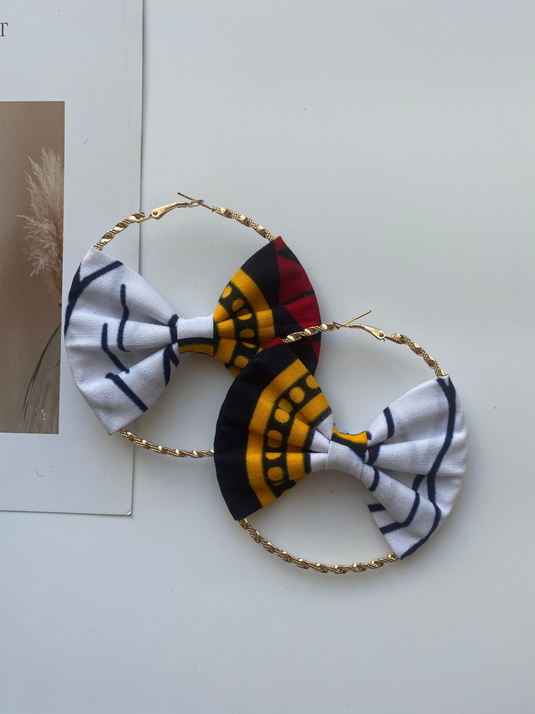 Large African Print Fabric Ntoma Ankara Kitenge Handmade Bow Hoop ...