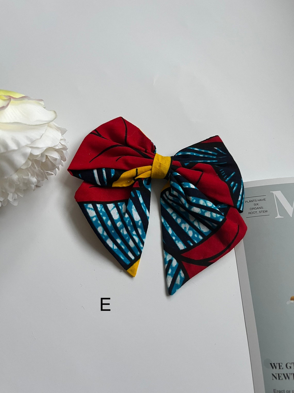 African Print Fabric Ntoma Ankara Kitenge Handmade Sailor Bow Hair Clip ...