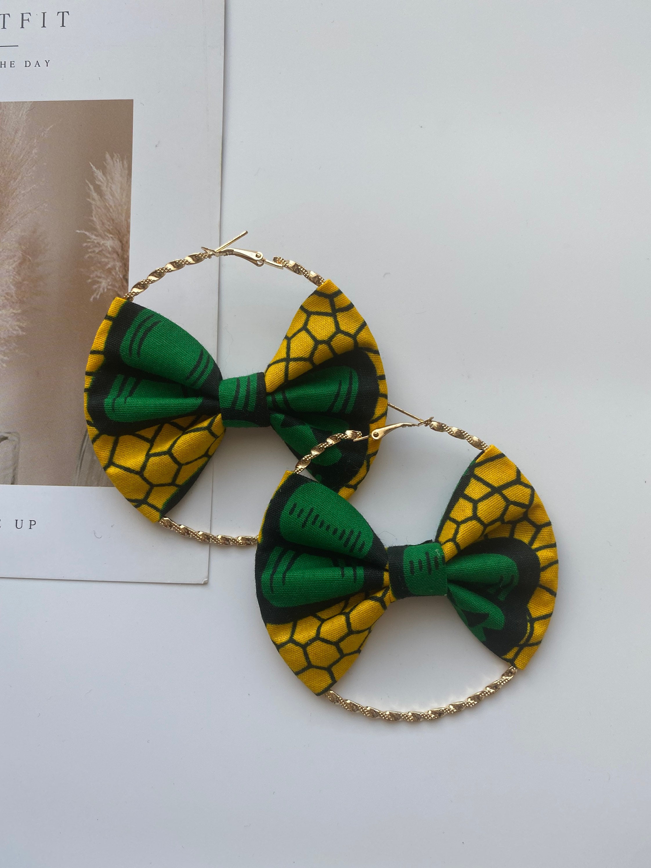 Large African Print Fabric Ntoma Ankara Kitenge Handmade Bow Hoop ...