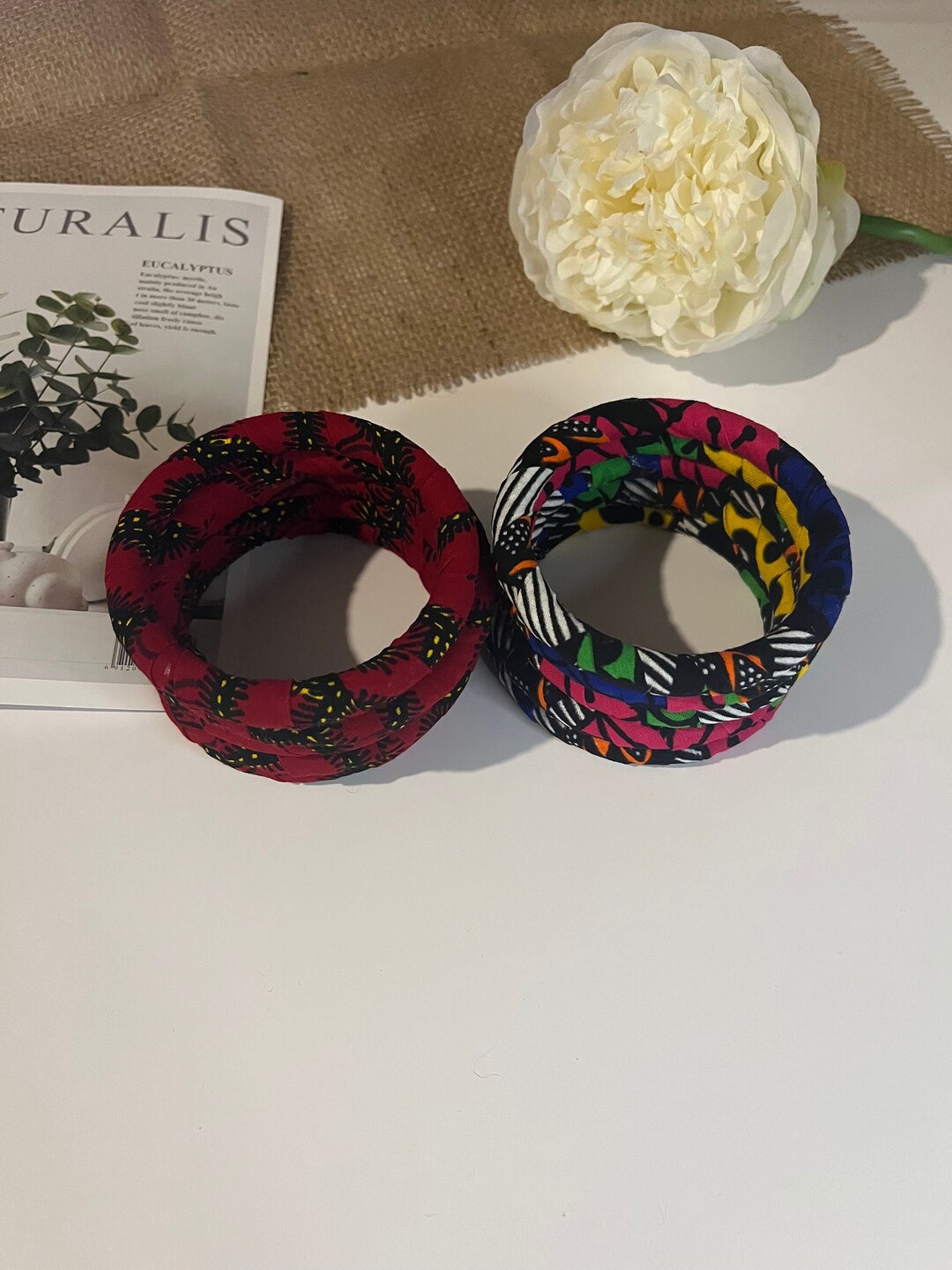Set of 2 or 3 African Print Fabric Ntoma Ankara Kitenge Boho Covered ...