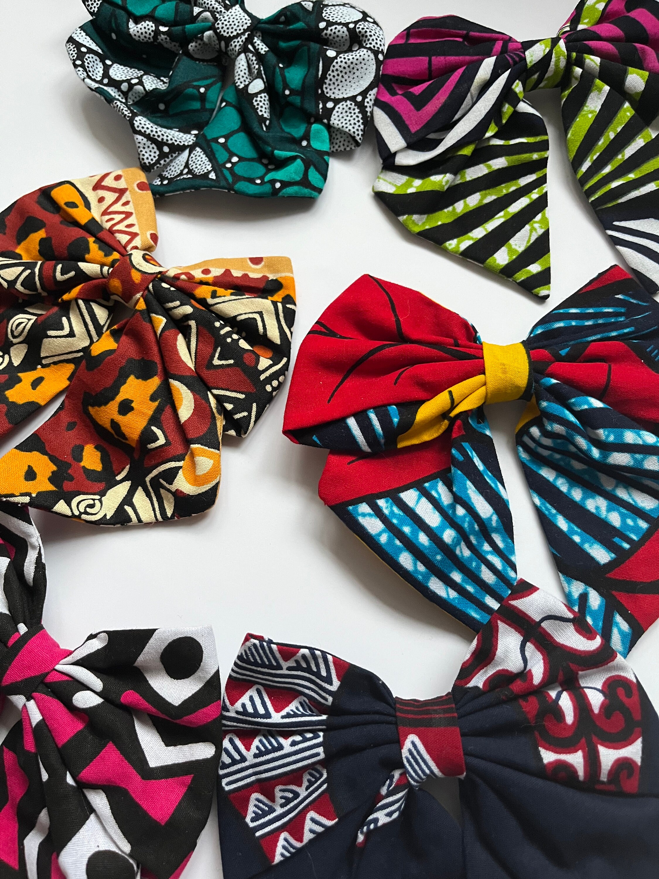 African Print Fabric Ntoma Ankara Kitenge Handmade Sailor Bow Hair Clip ...