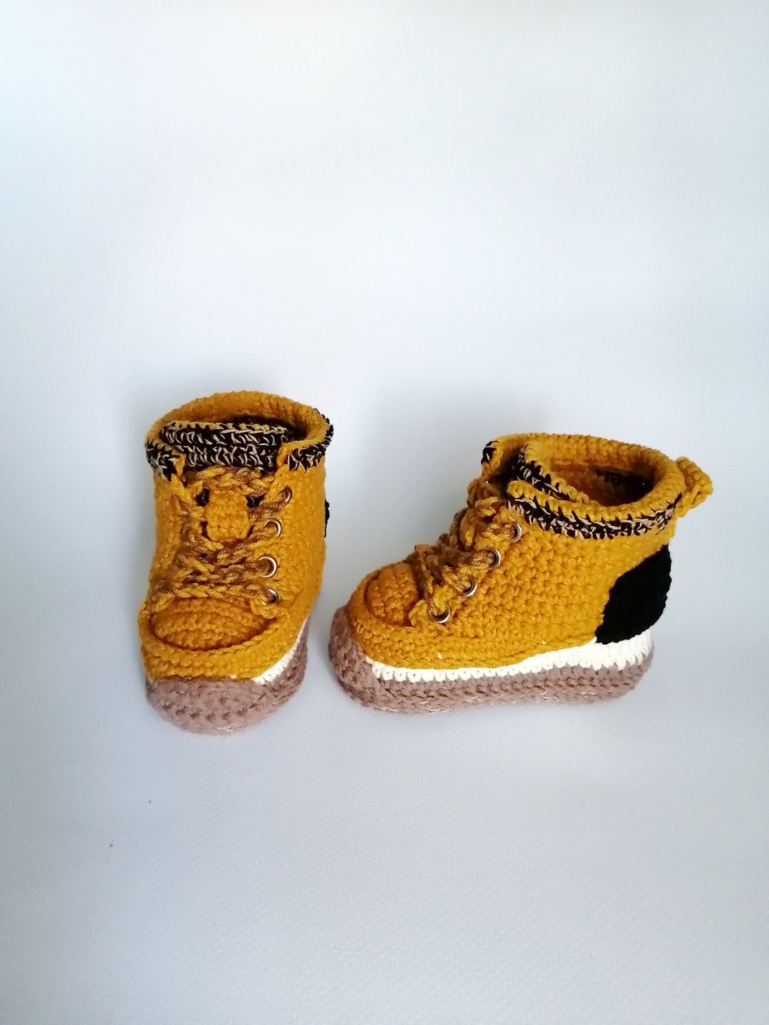 Crocheted Baby Work Booties: Cotton Newborn Shoes (10cm) - Etsy