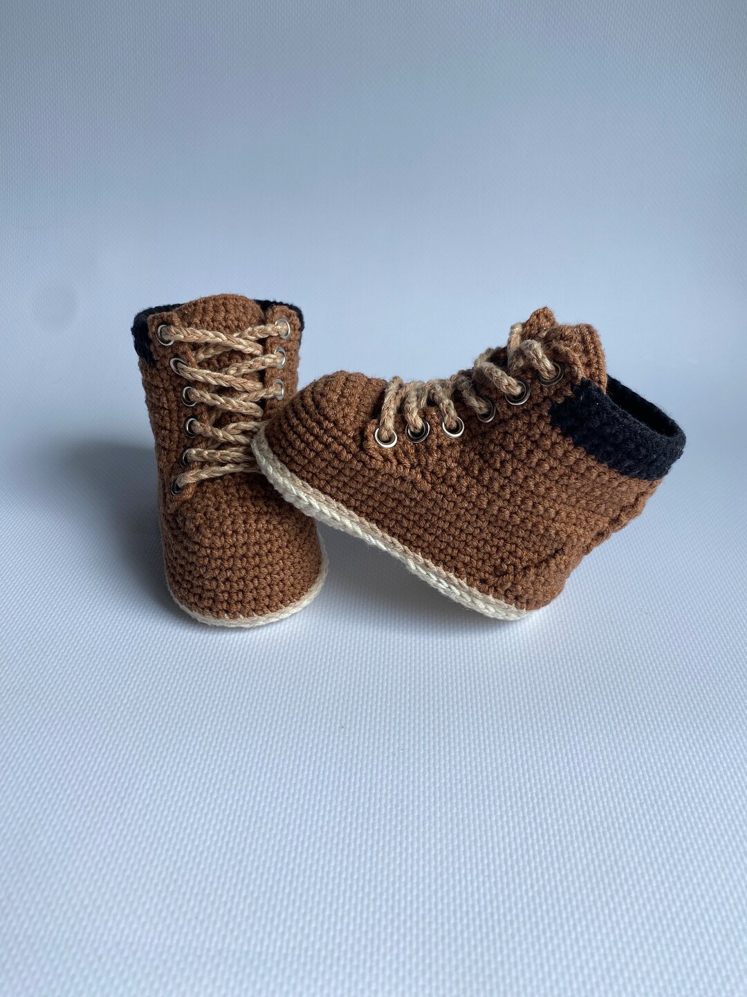 Crocheted Baby Work Booties: Cotton Newborn Shoes (3.94") - Etsy