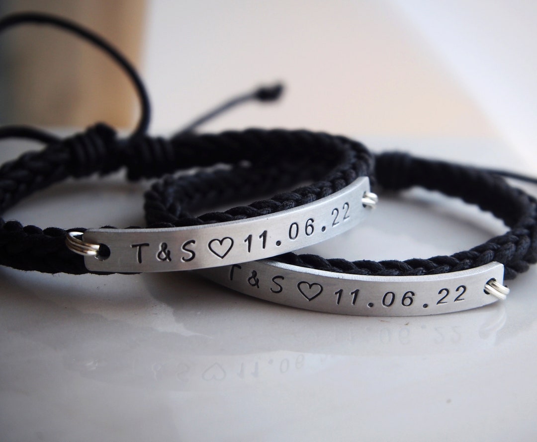 Personalized Couples Bracelets, Couple Initials, Couple Name, Couple ...