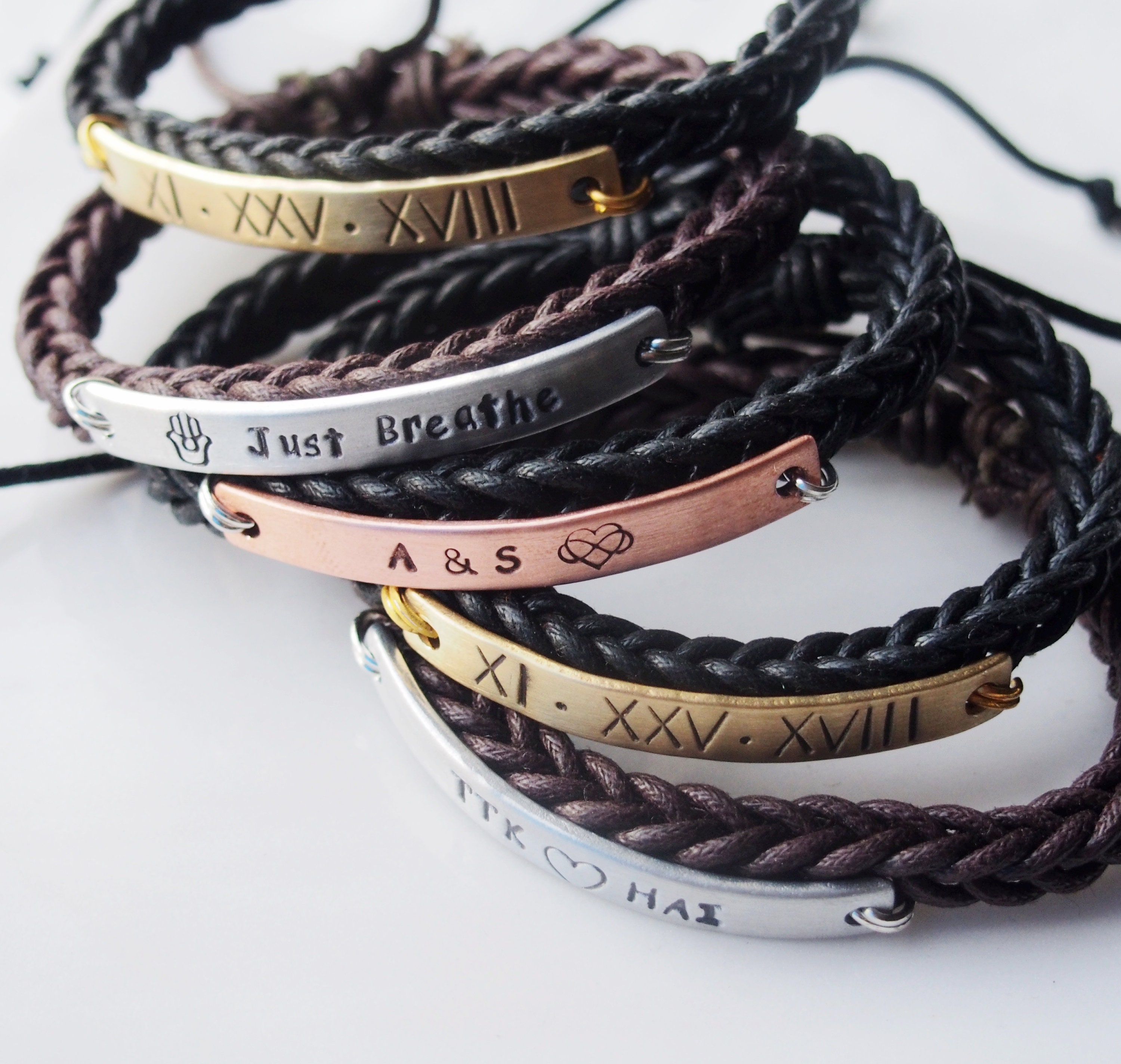 Couple Initials Bracelets Couples Name Bracelets Date - Etsy