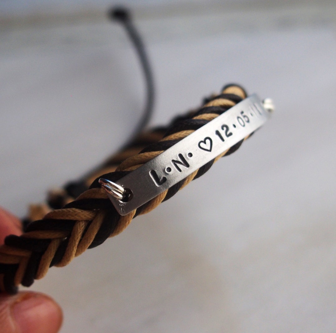 Personalized Bracelet, Customized Bracelet, Braided Cotton Rope, Metal ...