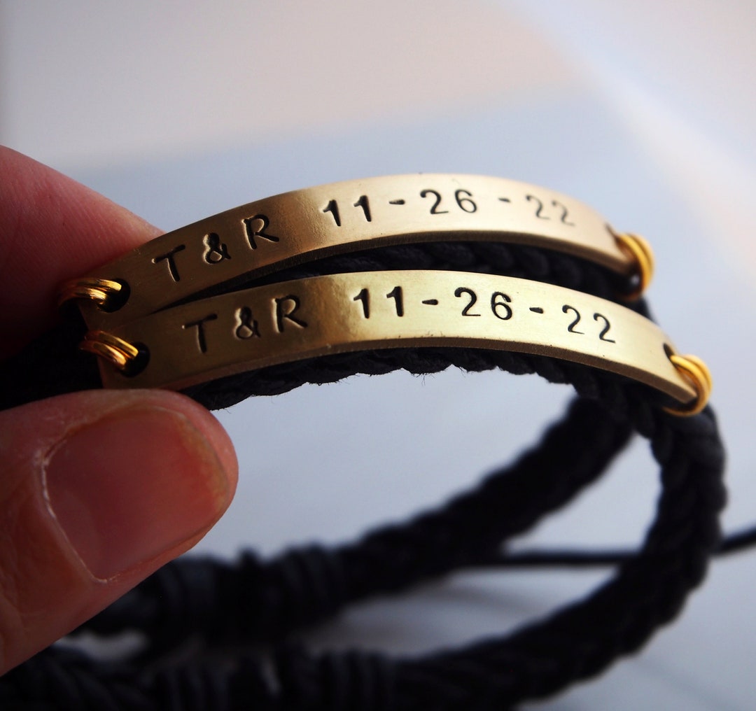Couple Name Bracelet, Personalized Wedding Date Anniversary Gift ...
