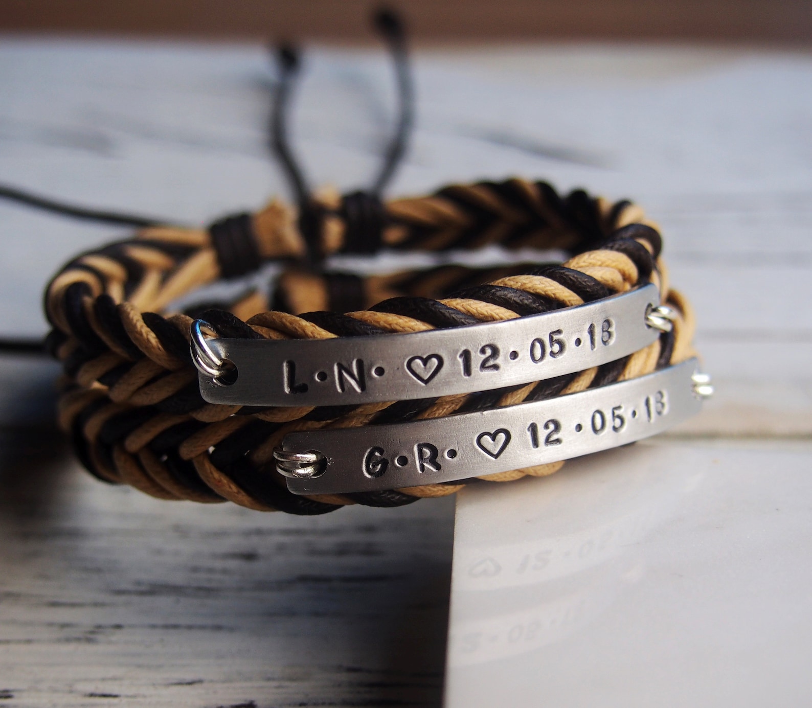 Personalized Bracelet, Customized Bracelet, Braided Cotton Rope, Metal ...