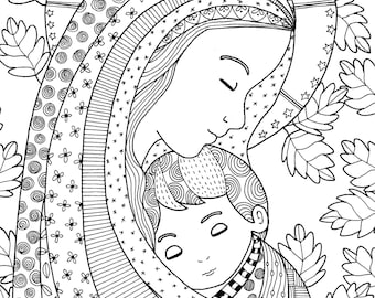 virgin mary coloring page printable