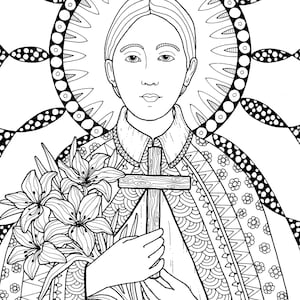 Saint Gemma Galgani. Printable Coloring Page. PDF JPG. - Etsy