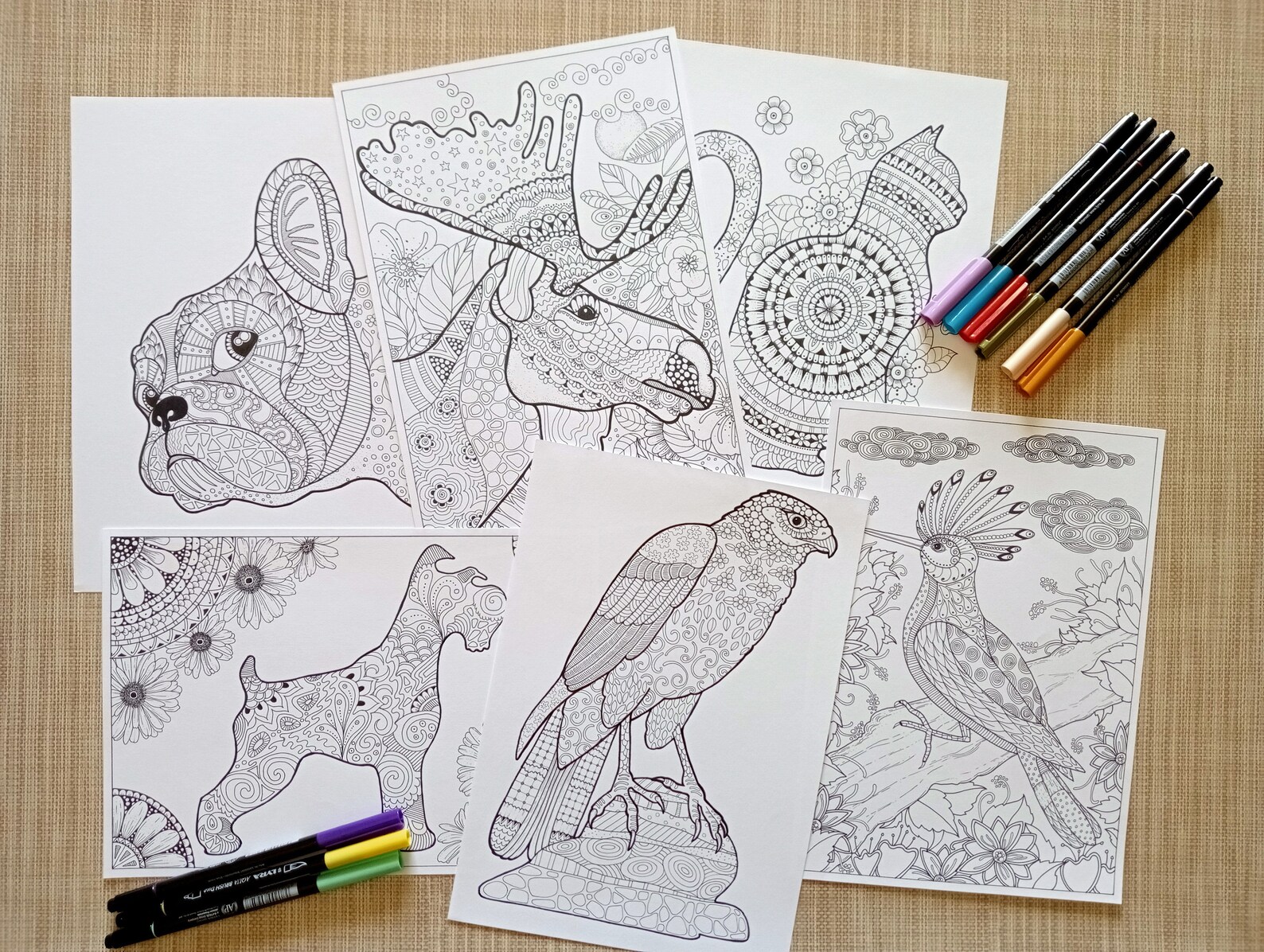 50 ANIMALS Coloring Pages. Digital Download From Bibartworkshop - Etsy