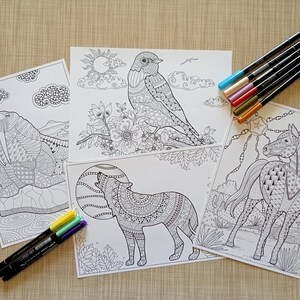 50 ANIMALS Coloring Pages. Digital Download From Bibartworkshop - Etsy