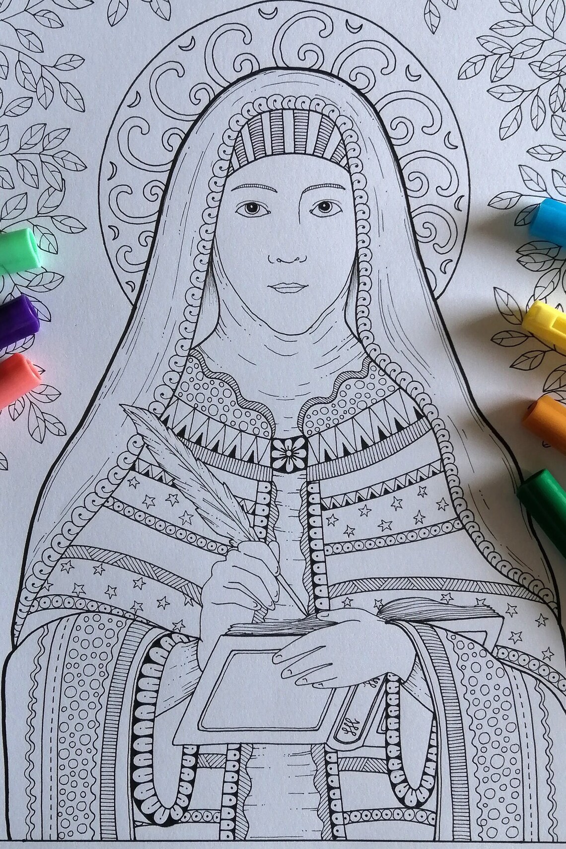 Saint Teresa of Avila. Printable Coloring Page From Bibartworkshop - Etsy