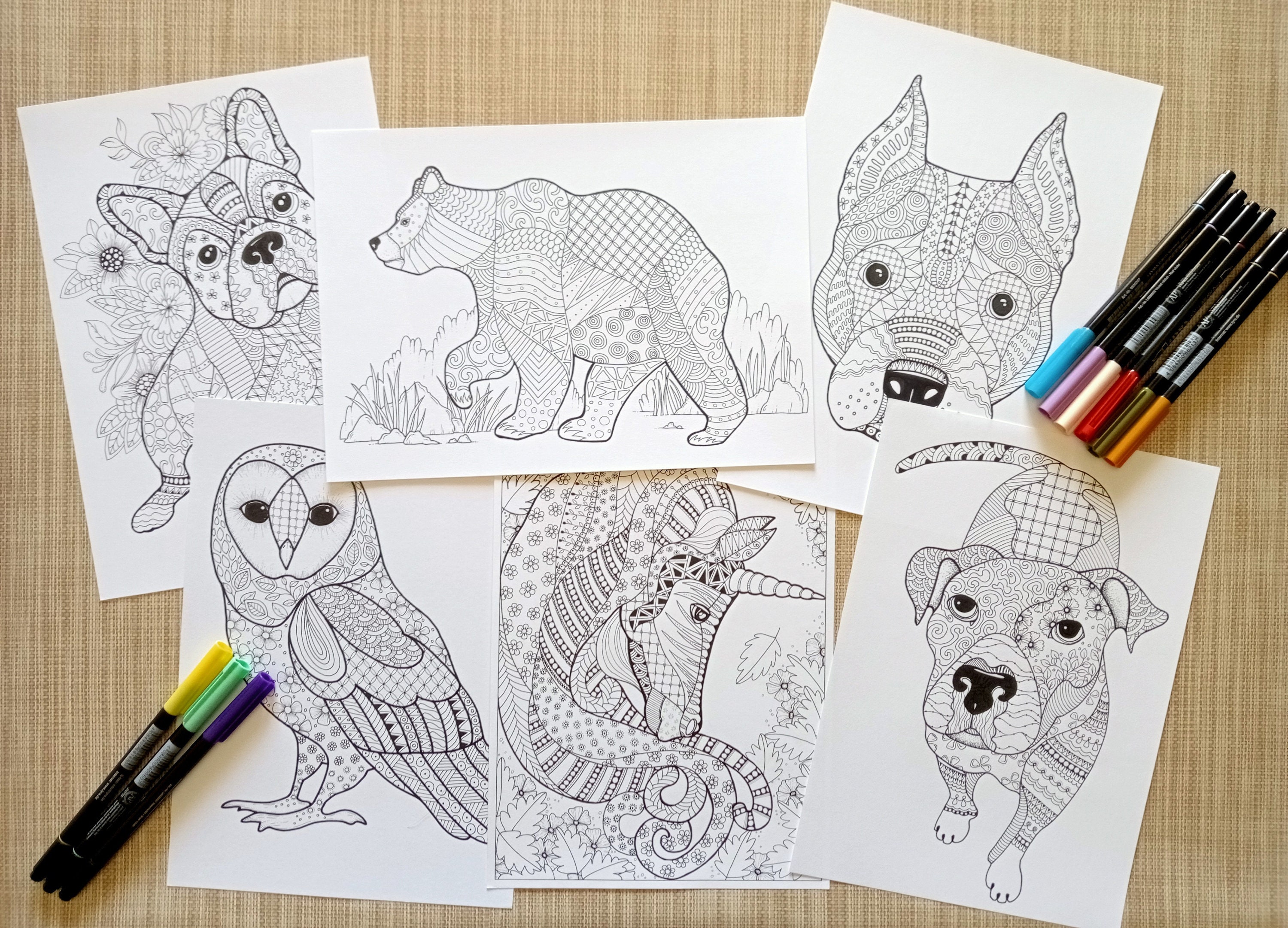 50 ANIMALS Coloring Pages. Digital Download From Bibartworkshop - Etsy
