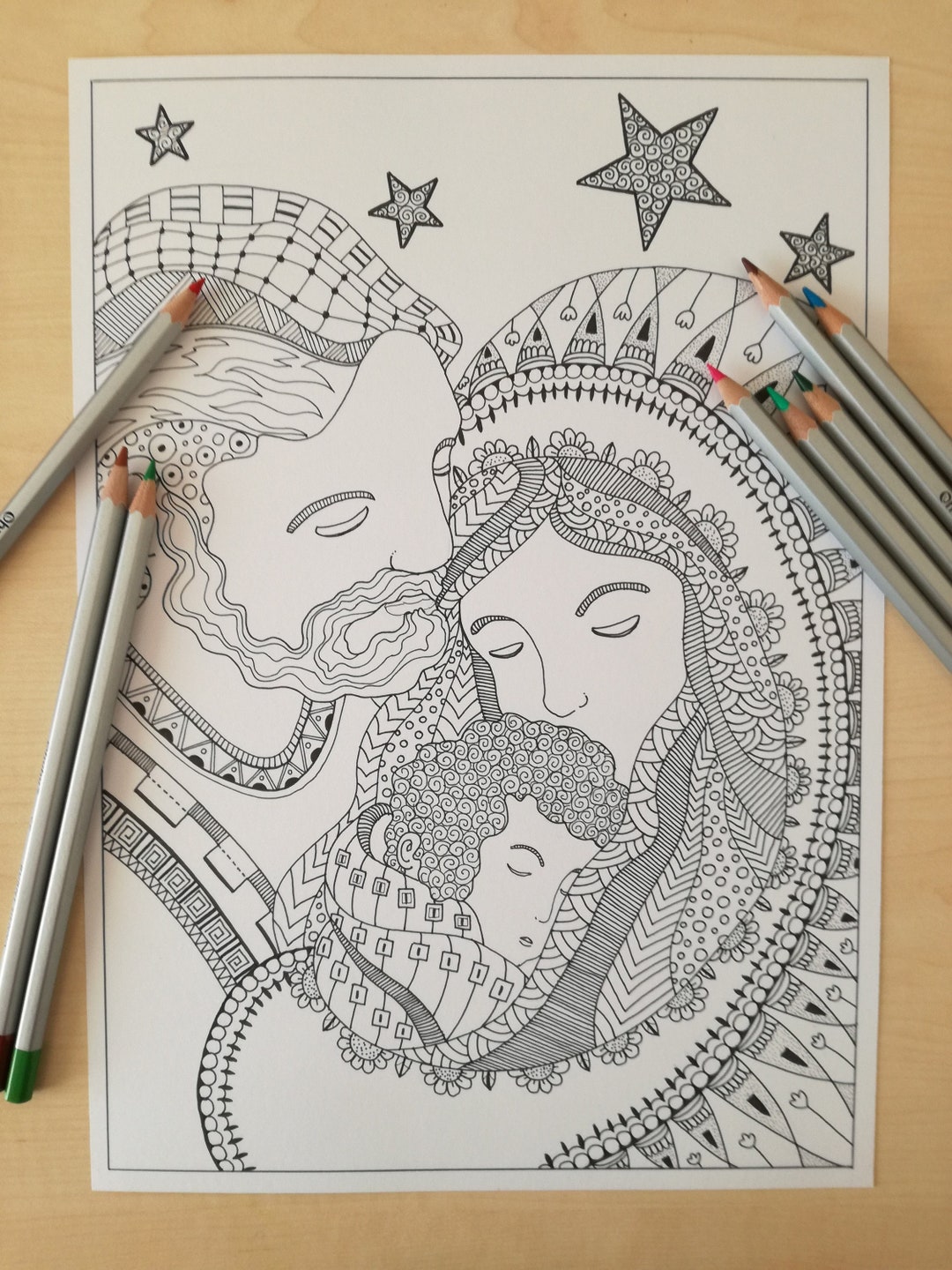 Holy Family. Printable Coloring Page - Etsy UK