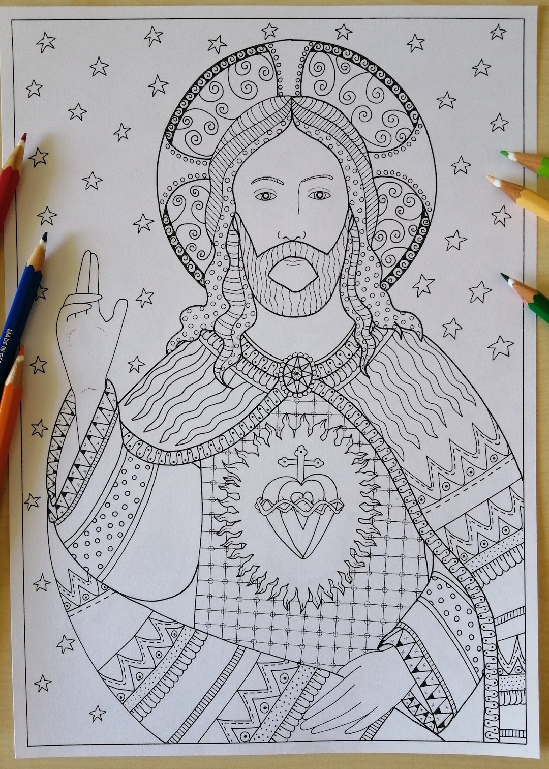 Blessing Jesus. Coloring Page Devotional Art. Instant Download From ...