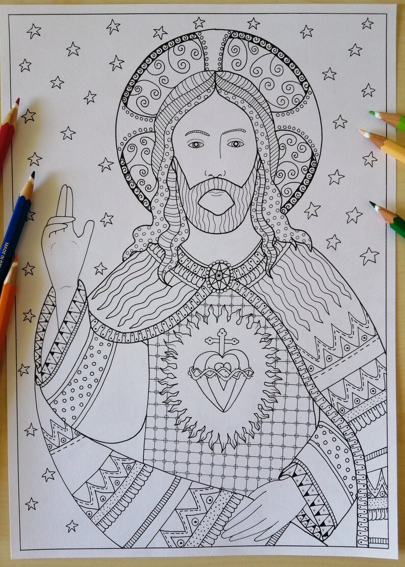 Blessing Jesus. Coloring Page Devotional Art. Instant Download From ...